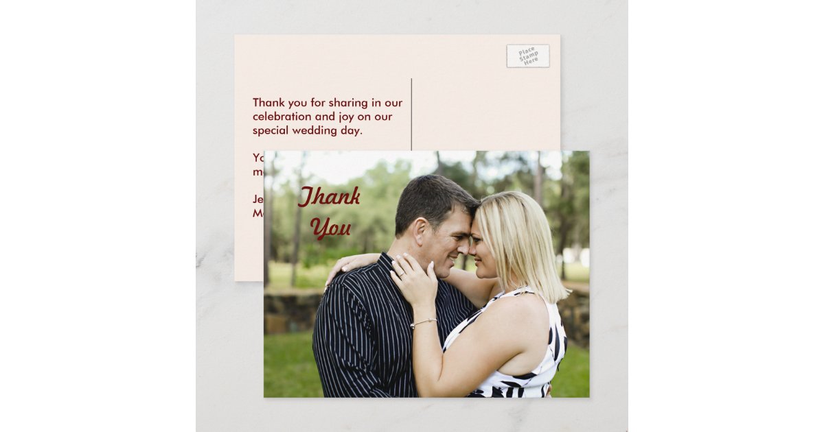 Personalized Couple Photo Thank You Postcard | Zazzle