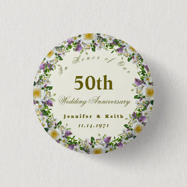 Personalized Couples 50th Wedding Anniversary Button | Zazzle
