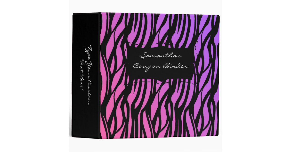 Personalized Coupon Binder Zebra Pink/Purple/Black | Zazzle