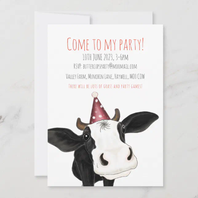 Personalized Cow Party Invitation | Zazzle