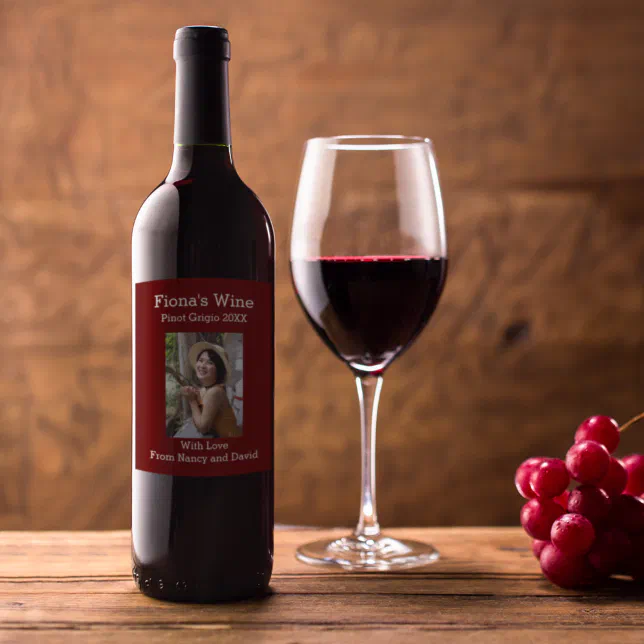 Personalized Cranberry Beautiful Woman Photo Wine Label | Zazzle