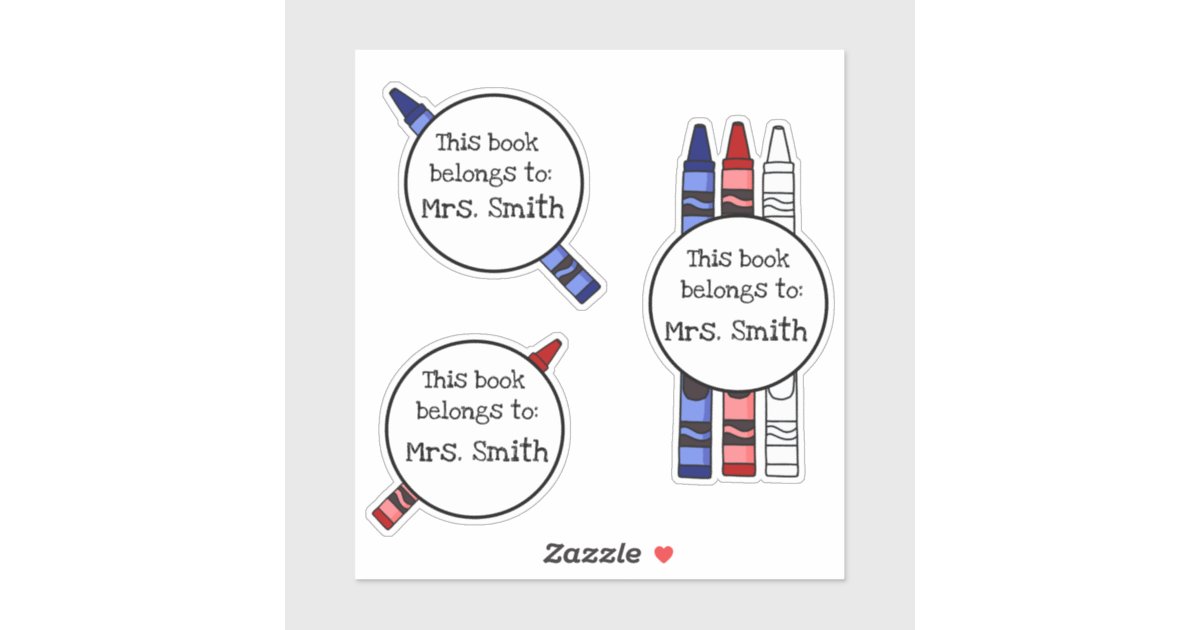 Personalized Crayon Library Book Stickers | Zazzle
