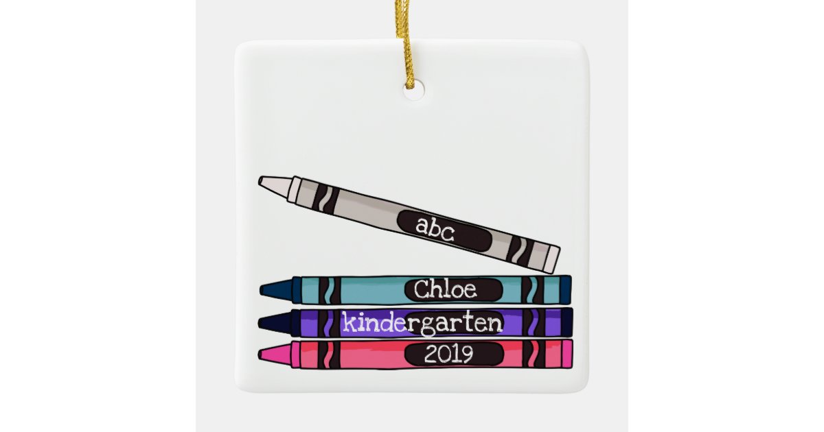 Personalized Crayon School Year Ornament | Zazzle