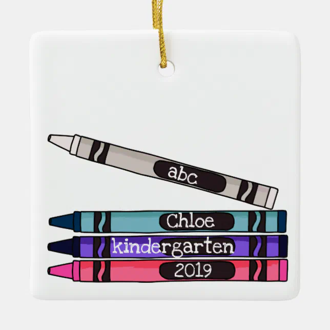Personalized Crayon School Year Ornament | Zazzle