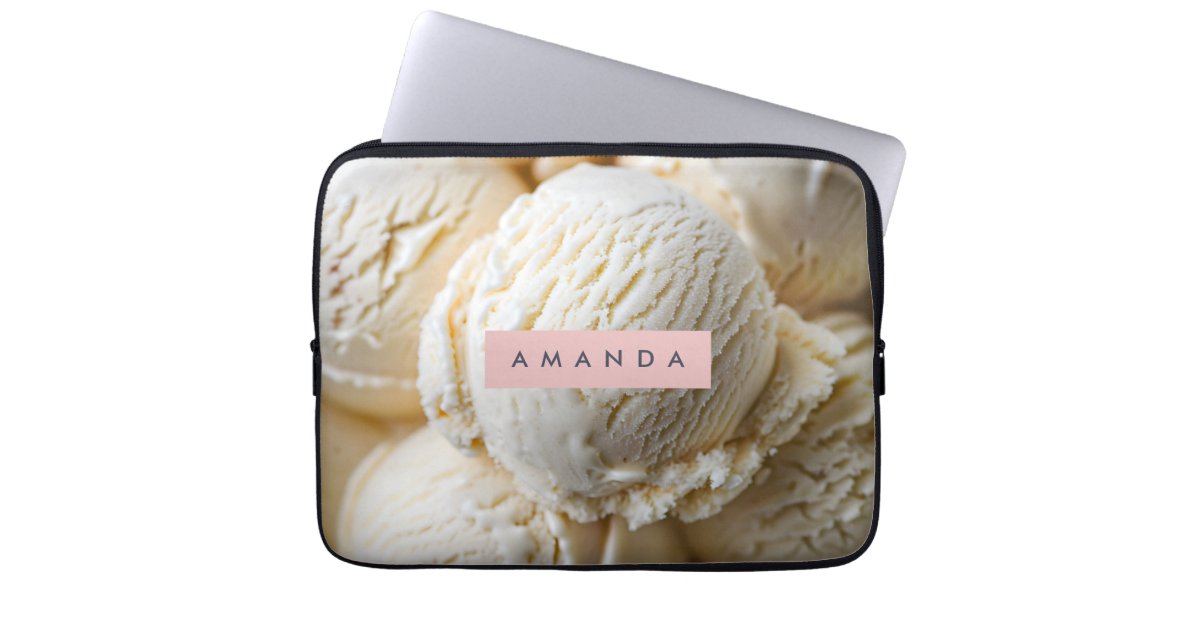Personalized Creamy Vanilla Ice Cream Laptop Sleeve | Zazzle