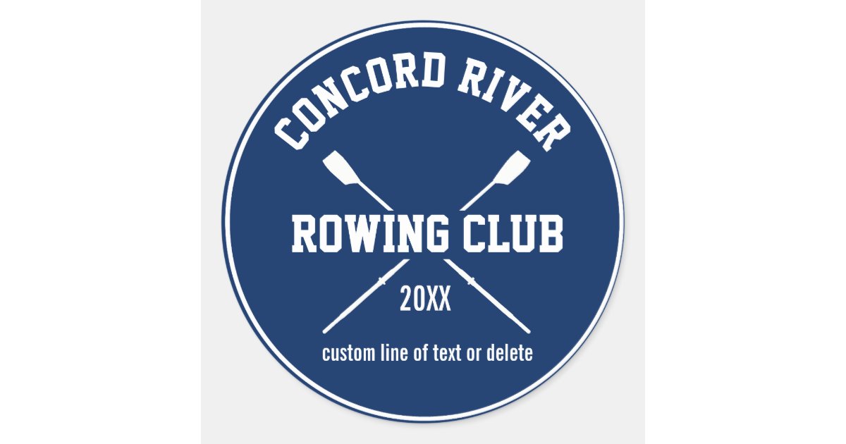 Personalized Crew Rowing Logo Oars Team Name Year Classic Round Sticker ...