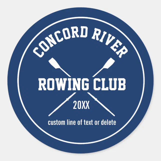 Personalized Crew Rowing Logo Oars Team Name Year Classic Round Sticker ...