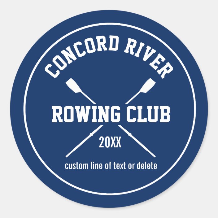 Personalized Crew Rowing Logo Oars Team Name Year Classic Round Sticker ...
