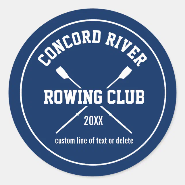 Personalized Crew Rowing Logo Oars Team Name Year Classic Round Sticker ...