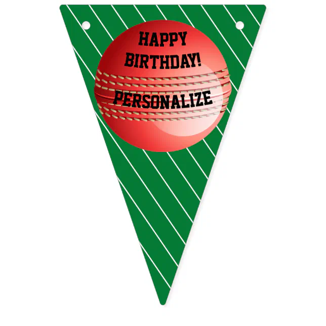 Personalized Cricket Ball Happy Birthday Bunting Flags | Zazzle