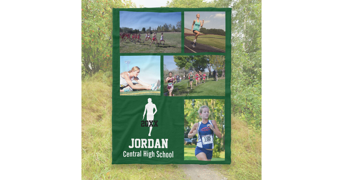 Personalized Cross Country Running Photo Collage Fleece Blanket | Zazzle