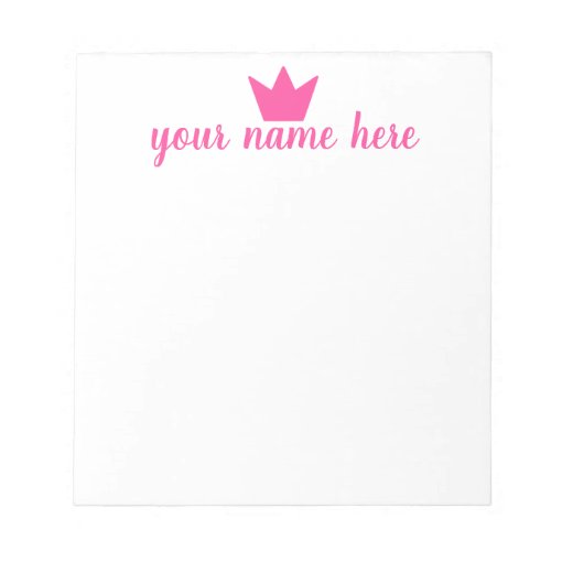 Personalized Crown Girls Notepad | Zazzle