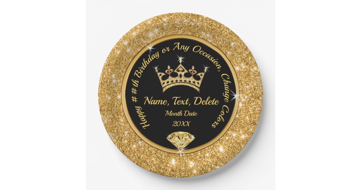 Personalized Crown Plates, Queen Theme Party Paper Plates | Zazzle