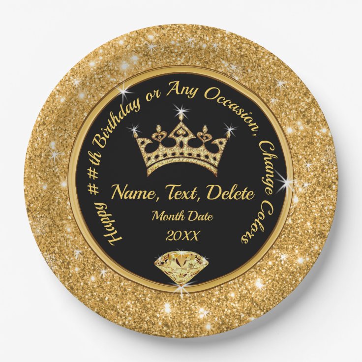 Personalized Crown Plates, Queen Theme Party Paper Plates | Zazzle