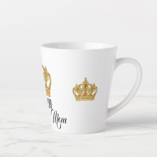 Personalized Crown Queen Mom Latte Mug | Zazzle