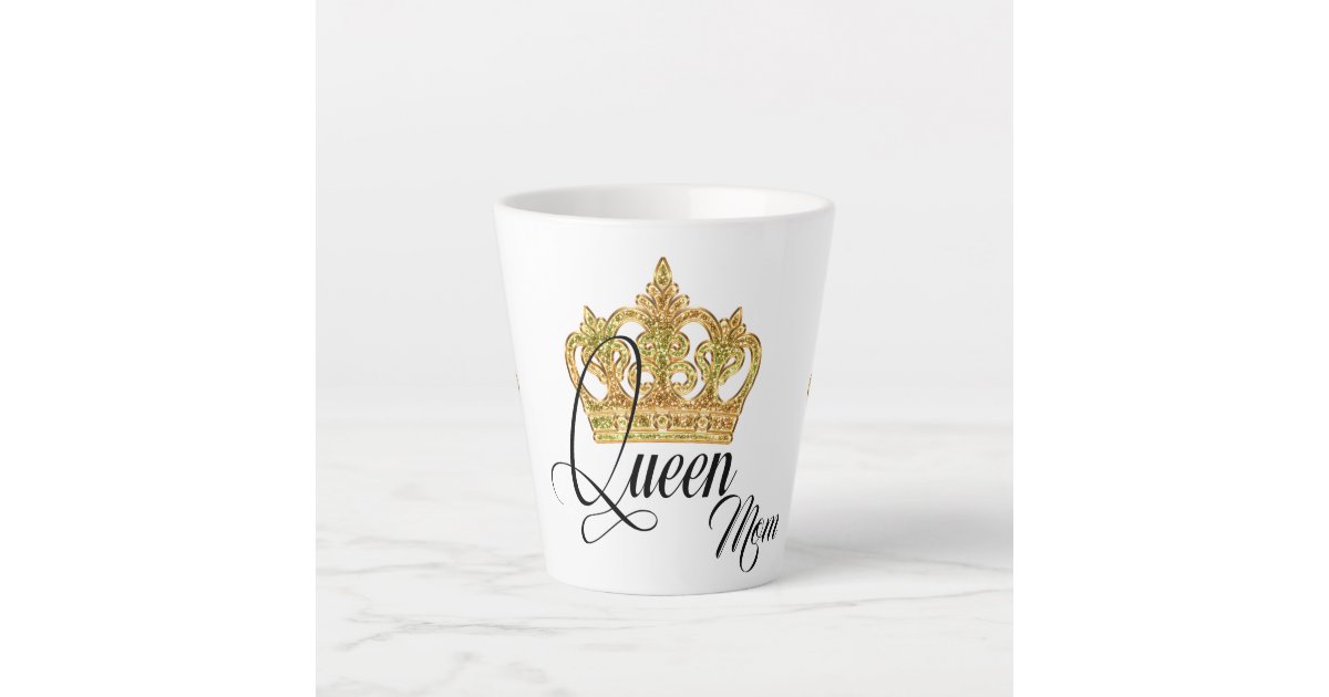 Personalized Crown Queen Mom Latte Mug | Zazzle