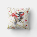 Personalized Cuddling Winter Chickadees Throw Pillow | Zazzle