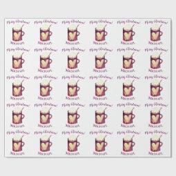 Personalized Cup of Hot Chocolate Merry Christmas Wrapping Paper | Zazzle