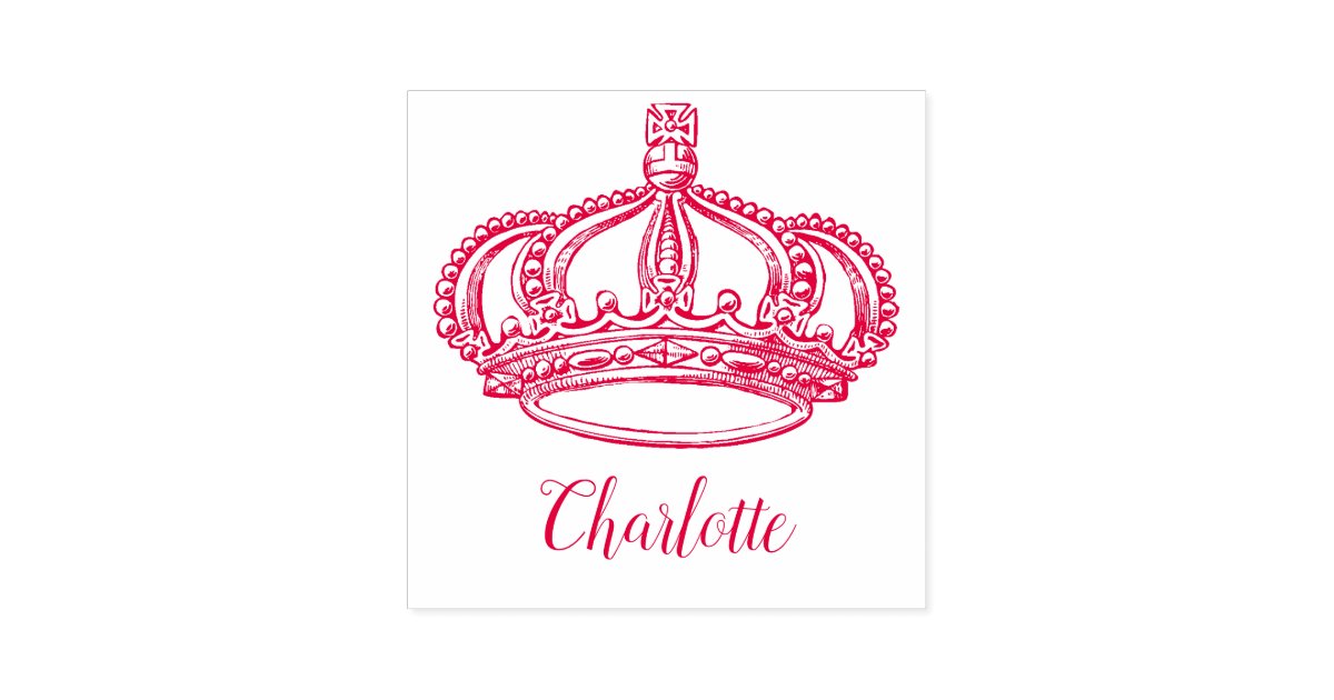 Personalized Cursive Script Name and Crown Self-inking Stamp | Zazzle
