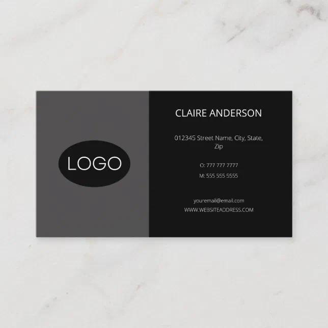 Personalized, Custom Black Logo Business Card | Zazzle