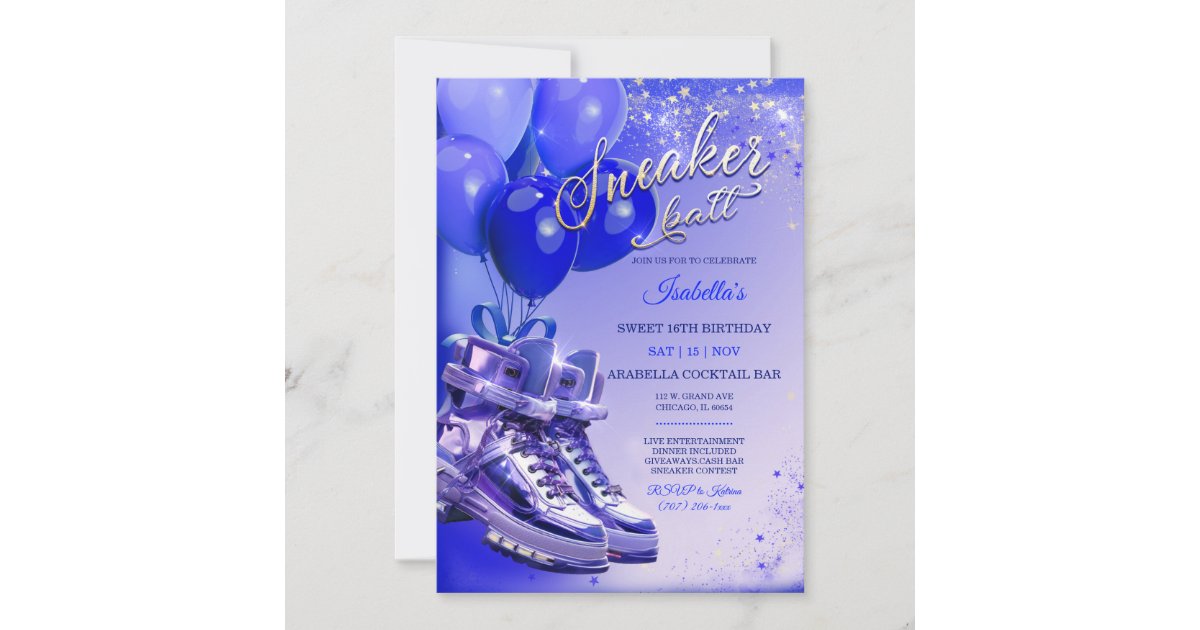 Personalized Custom Blue Sneaker Invitation | Zazzle