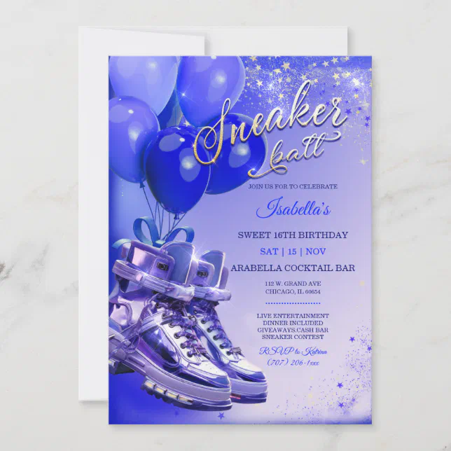 Personalized Custom Blue Sneaker Invitation | Zazzle