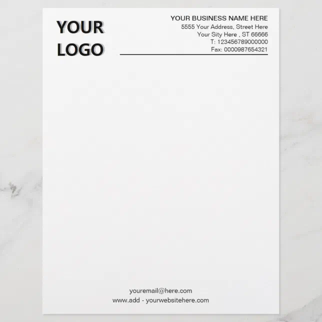 Personalized Custom Business Letterhead with Logo | Zazzle