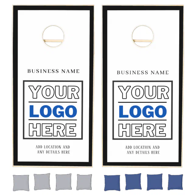Personalized Custom Business Logo Black and White Cornhole Set | Zazzle