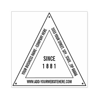 Personalized Custom Business Name Company Triangle Rubber Stamp | Zazzle