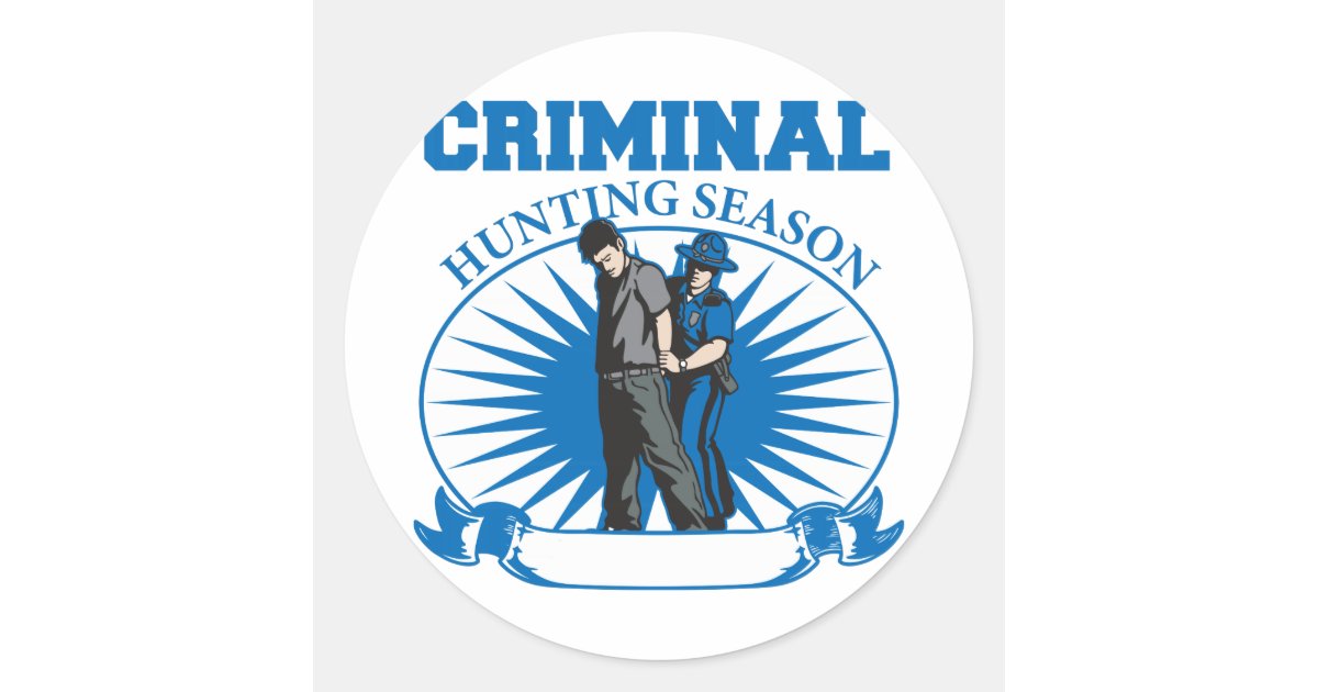 Personalized Custom Criminal Hunting Season Classic Round Sticker | Zazzle