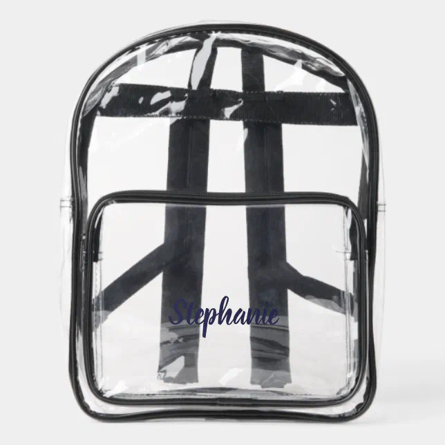 Personalized Custom Dark Blue Name Stadium Clear Backpack | Zazzle