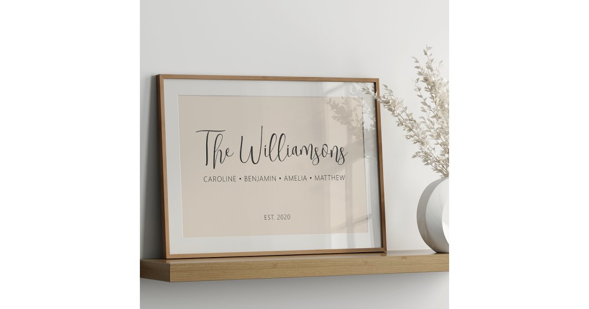 Personalized Custom Family First Last Names Sign | Zazzle