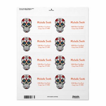 Personalized Custom Floral Sugar Skull Halloween Label | Zazzle