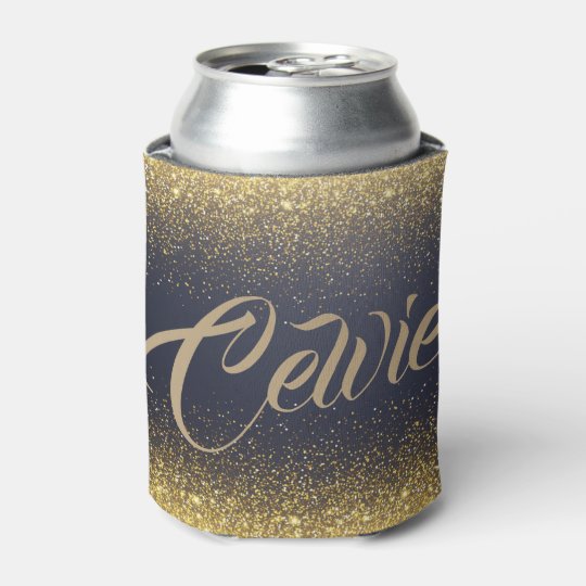 Personalized Custom Gold Glitter | Can Cooler | Zazzle.com