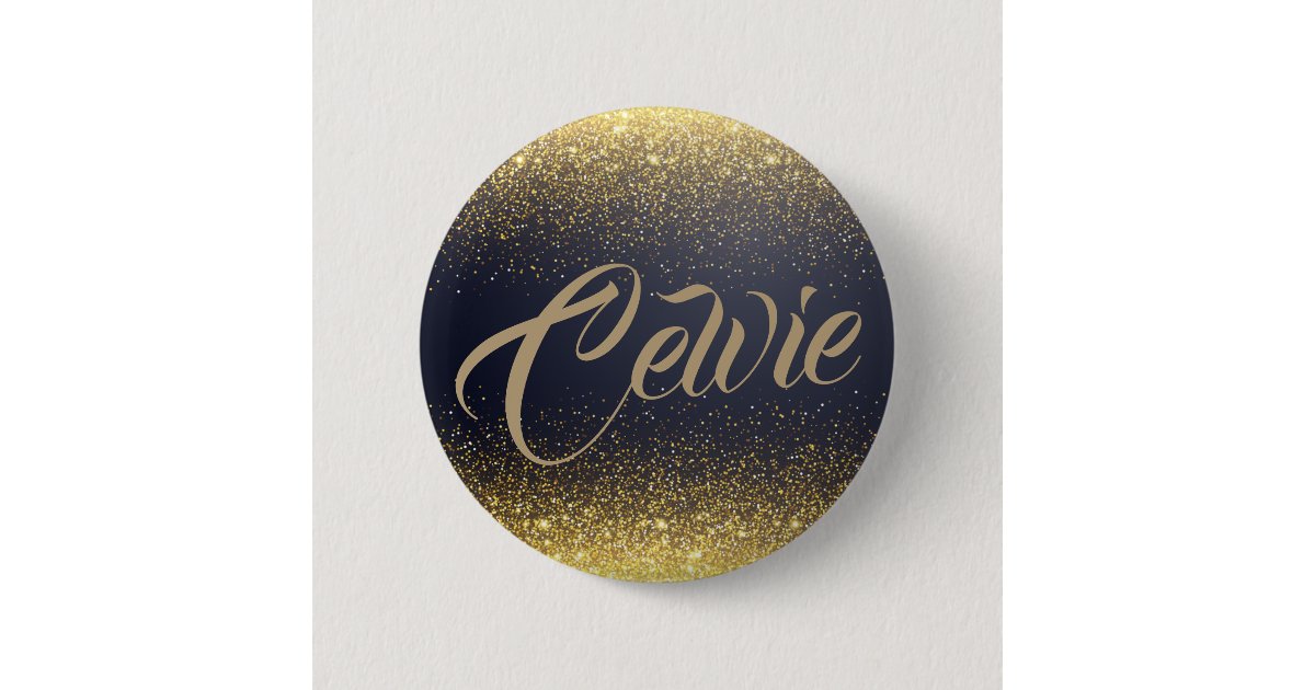Personalized Custom Gold Glitter | Pin Button | Zazzle