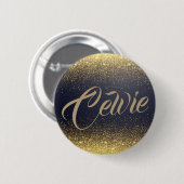 Personalized Custom Gold Glitter | Pin Button | Zazzle