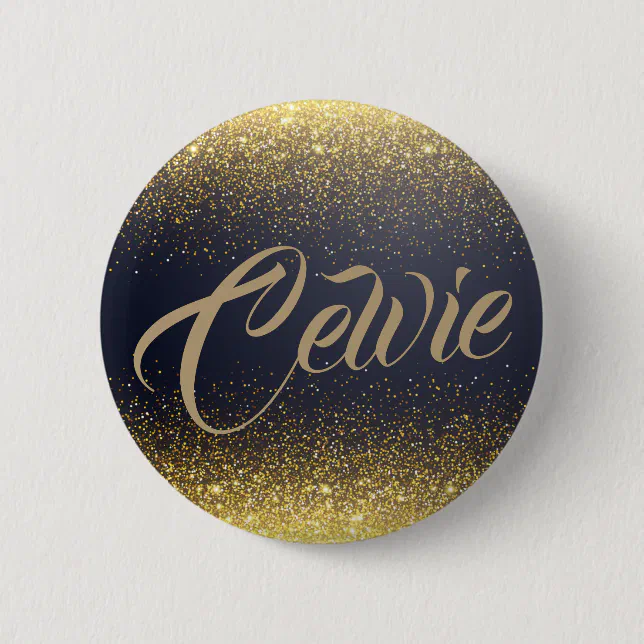 Personalized Custom Gold Glitter | Pin Button | Zazzle
