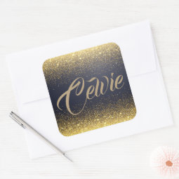 Personalized Custom Gold Glitter | Sticker Seal | Zazzle