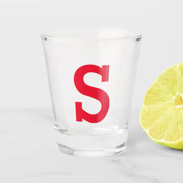 Personalized Custom Initial Letter Red Shot Glass | Zazzle