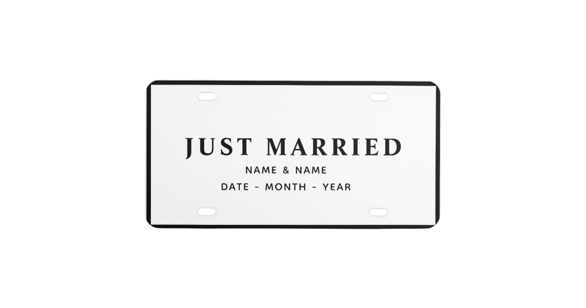 Personalized custom Just married license plate | Zazzle