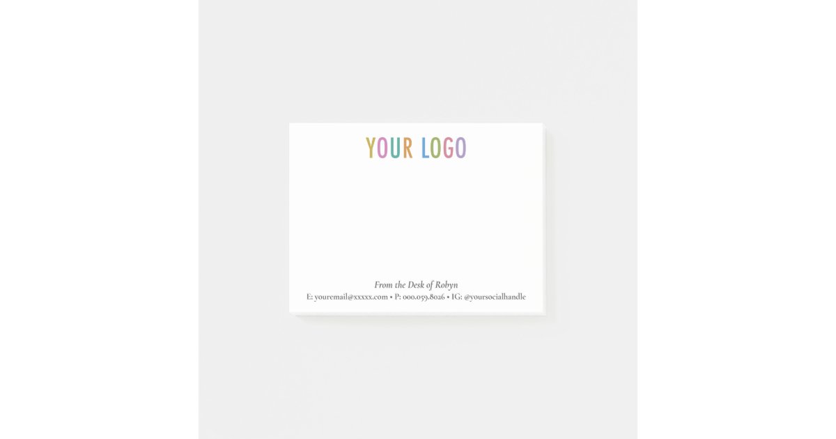 Personalized Custom Logo Branded From the Desk of Post-it Notes | Zazzle