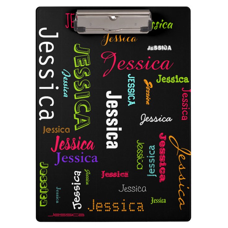 Personalized Custom Name Collage Bright Neon Clipboard | Zazzle