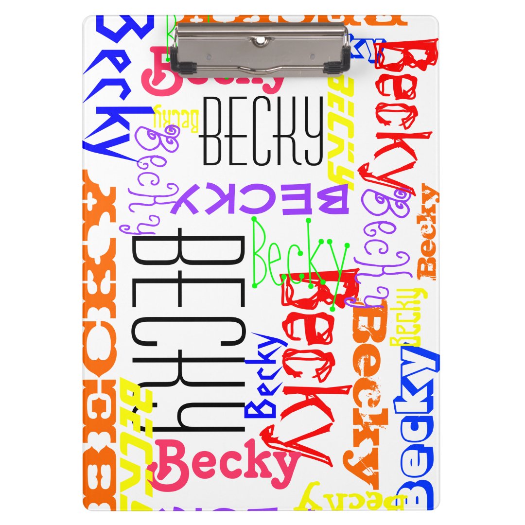 Personalized Custom Name Collage Colorful Clipboard | Zazzle