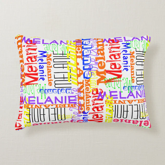 Personalized Custom Name Collage Colorful Decorative Pillow | Zazzle