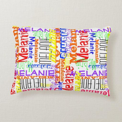 Personalized Custom Name Collage Colorful Decorative Pillow | Zazzle