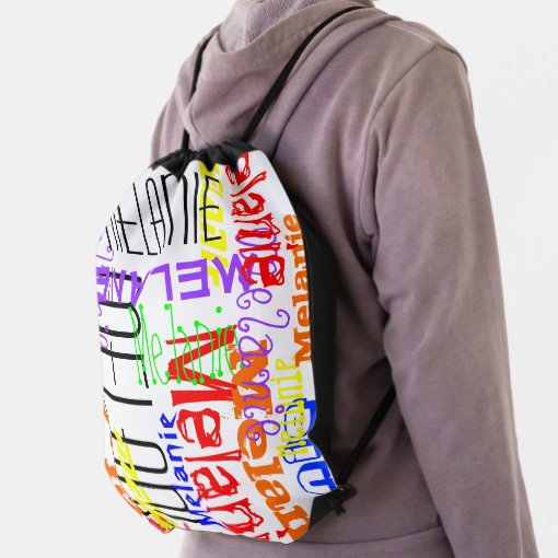 Personalized Custom Name Collage Colorful Drawstring Bag | Zazzle