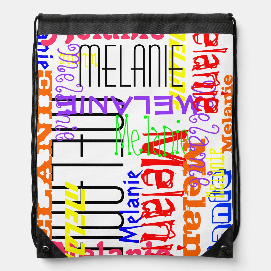 Personalized Custom Name Collage Colorful Drawstring Bag | Zazzle