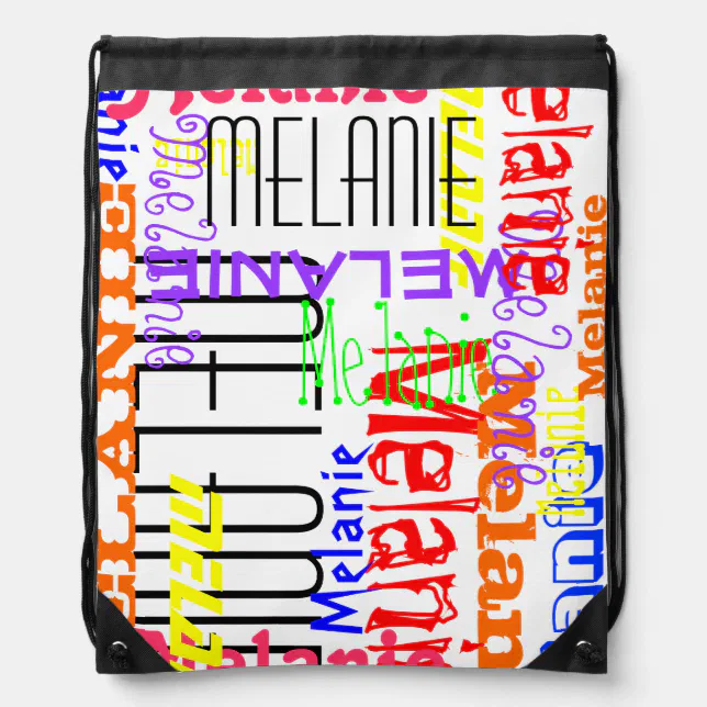 Personalized Custom Name Collage Colorful Drawstring Bag | Zazzle