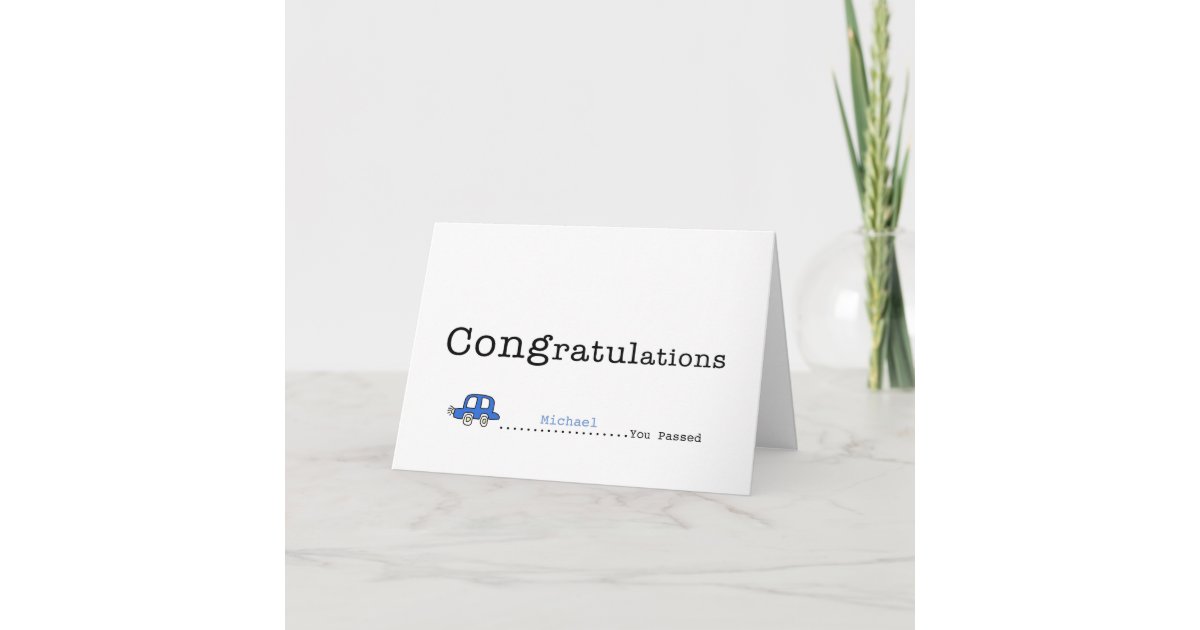 Personalized, Custom Name passed driving test card | Zazzle