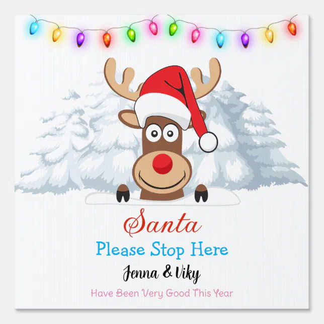 Personalized Custom Name - Santa Please Stop Here Sign | Zazzle